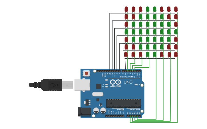 Circuit design LED Matrix - Tinkercad