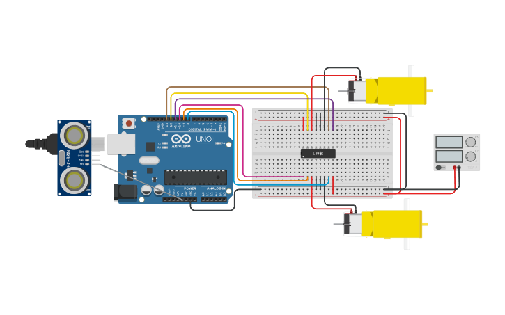 Circuit design Robot sumo - Tinkercad
