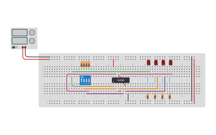 Circuit design GRAY TO BINARY CODE CONVERTER - Tinkercad