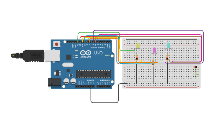 Circuit design Multiple RGB LED - Tinkercad