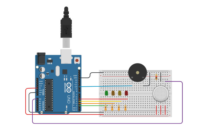 Circuit Design Gas Sensor Tinkercad
