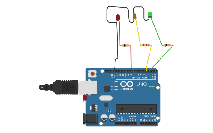Circuit Design Traffic Light Using Arduino Uno Tinkercad 