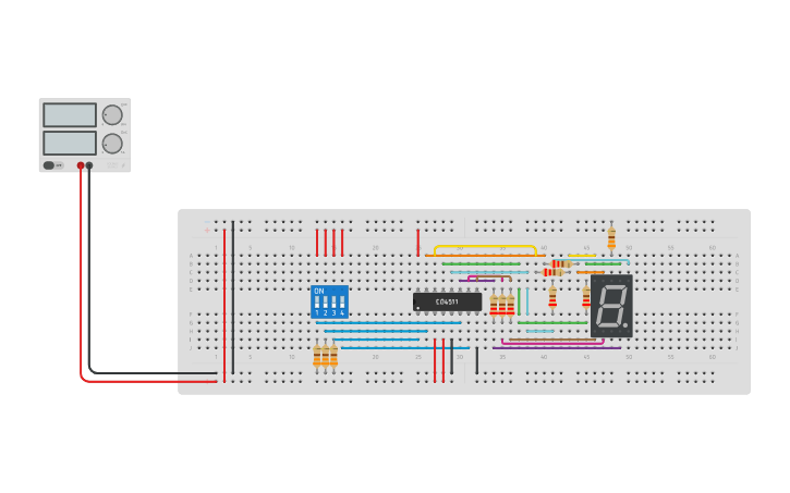 Circuit design Display 7 segmentos | Tinkercad