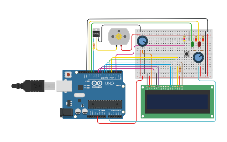 Circuit design Control de motor DC # 2 - Tinkercad