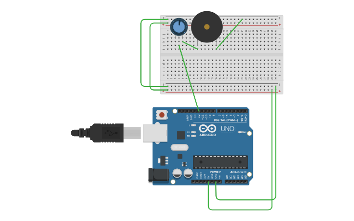 Circuit design Piezo buzzer - Tinkercad