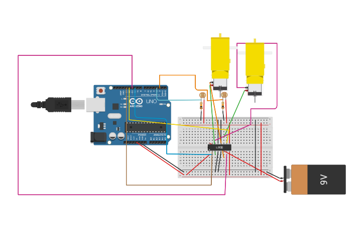 Circuit design light seeking vehicle | Tinkercad