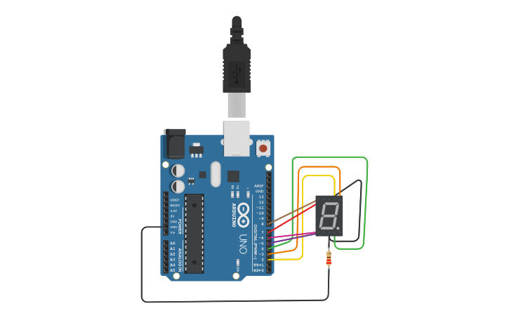 Circuit Design Arduino 7 Seg Tinkercad