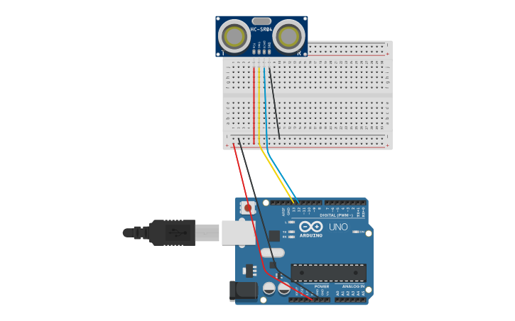 Circuit design 11d_Ping Ultrasonic Range Finder - Tinkercad