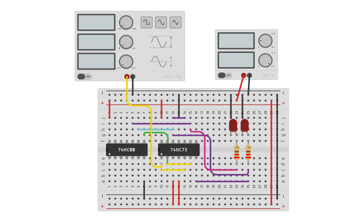 Circuit design MOD 3 Synchronous - Tinkercad