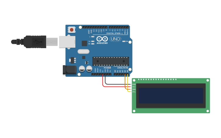 Circuit design LCD 12C - Tinkercad
