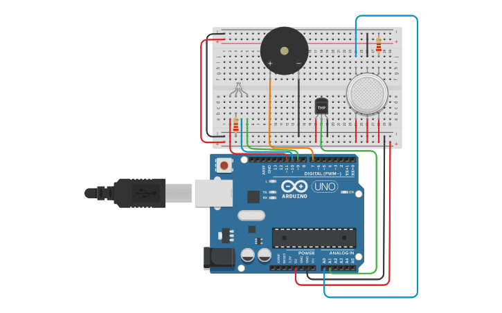 Circuit design Fire Alarm System - Tinkercad