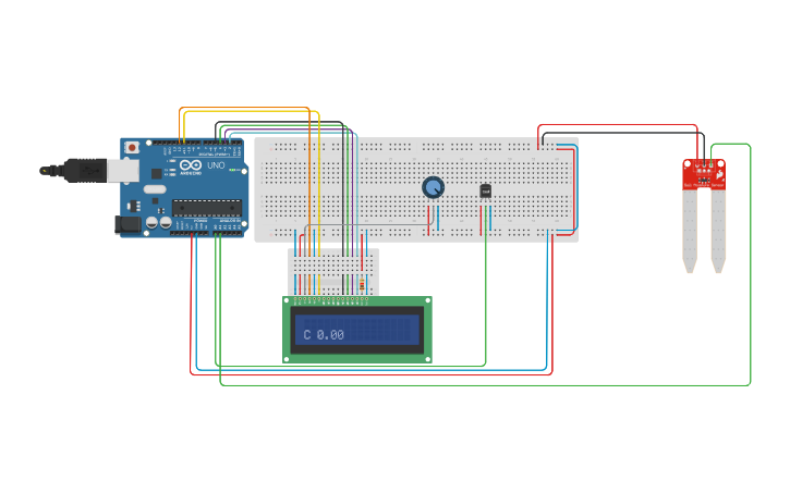 Circuit design Copy of Copy of temperatura en pantalla - Tinkercad