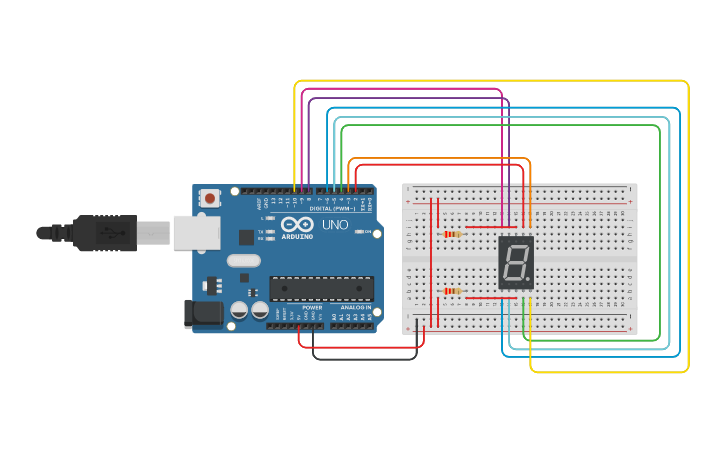Circuit design 60122019-7 7 SEGMENT ANODE - Tinkercad