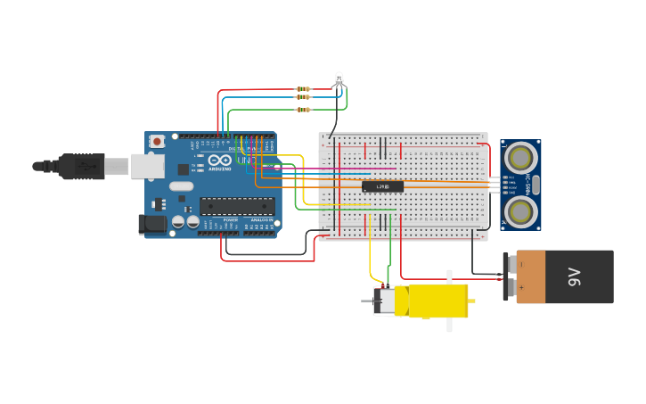 Circuit design carro robot - Tinkercad