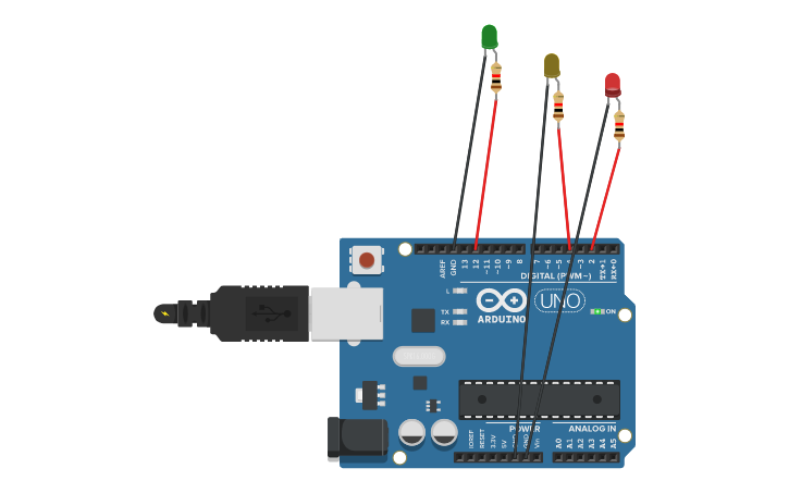 Circuit design Traffic Light - Tinkercad