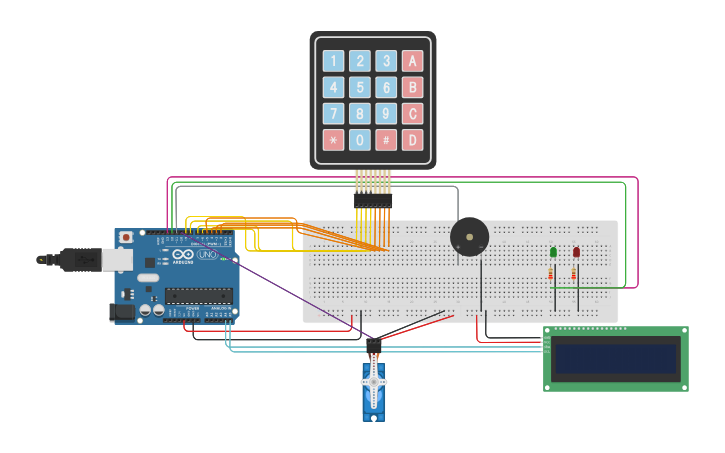 Circuit design Proyecto Sistema de Seguridad - Tinkercad