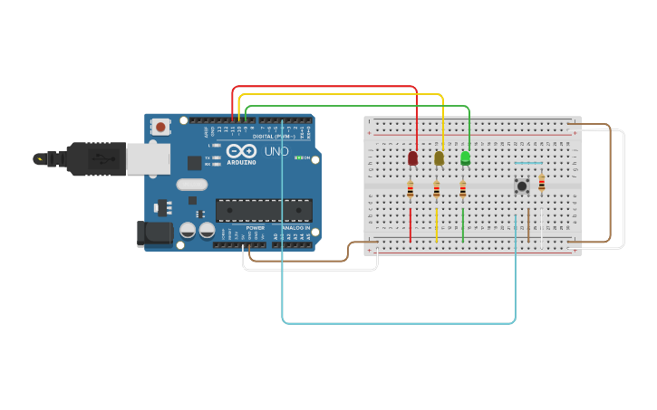Circuit Design Practico Arduino 04 Semáforo A Botón Tinkercad