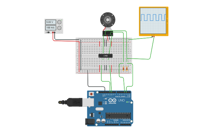 Circuit design Motor con ENCODER y Puente H | Tinkercad
