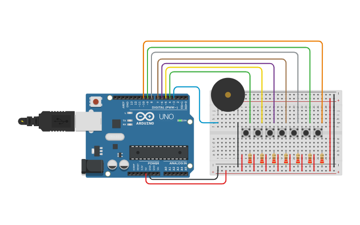 Circuit design Piano - Tinkercad