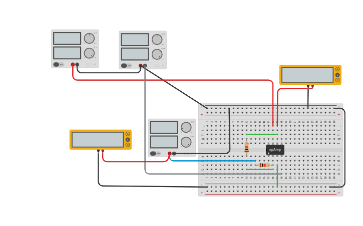 Circuit design Closed Loop Inverting OPAMP - Tinkercad