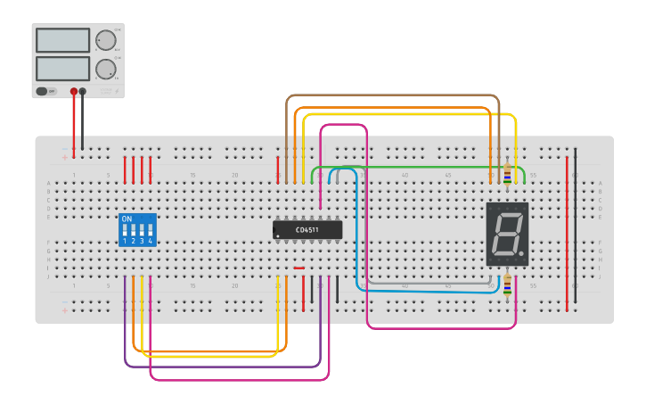 Circuit design 7 segment - Tinkercad