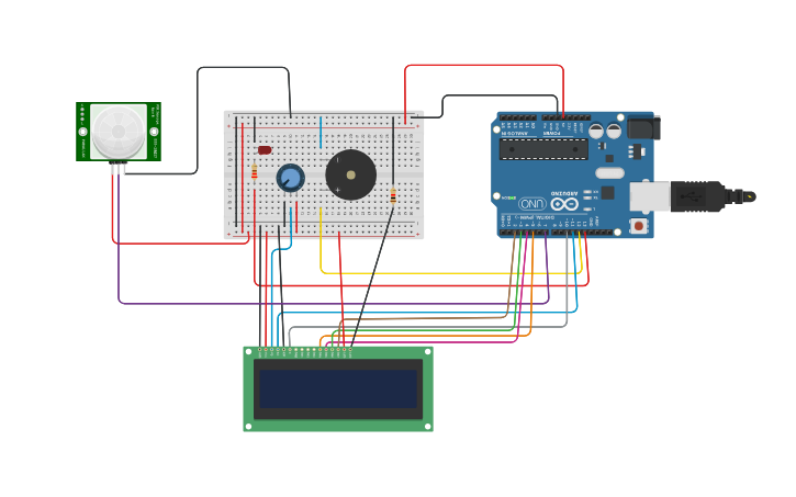 Circuit Design Room Security System With Pir Sensor Tinkercad