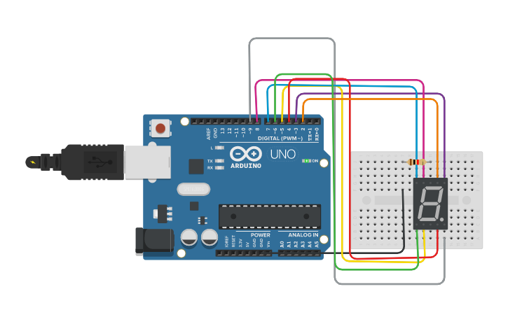 Circuit design Display (letra C) | Tinkercad