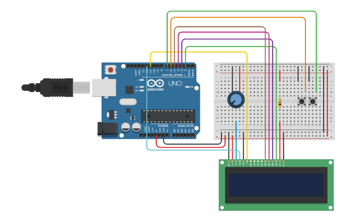Circuit design LCD Sample Code | Tinkercad