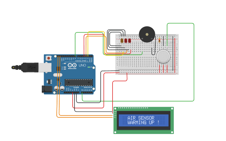 Circuit design 6: Air Quality Gas Sensor - Tinkercad