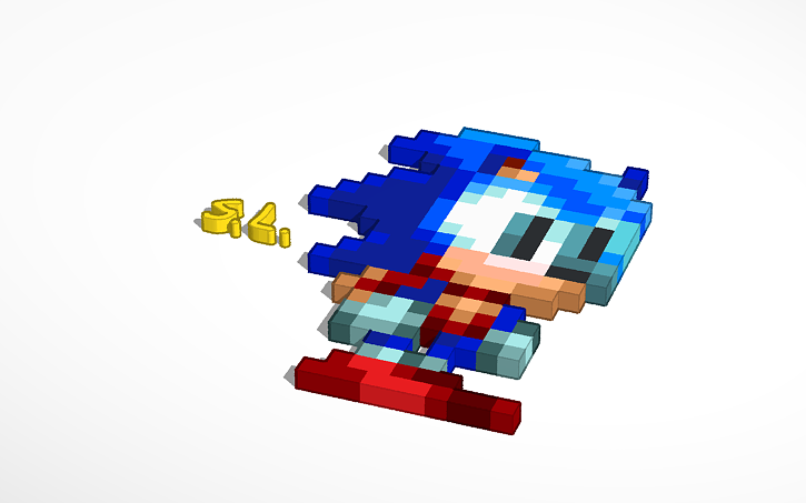 3D design Chibi Sonic Pixel Art - Tinkercad