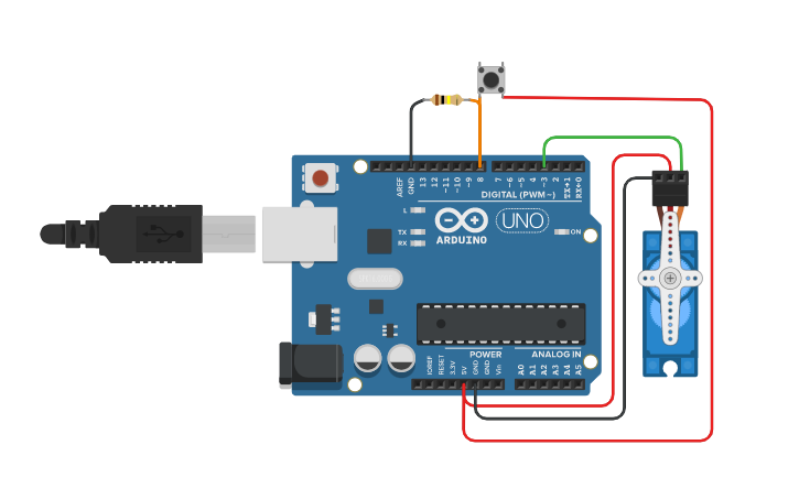 Circuit design exercício 4 - arduino com servo - Tinkercad Circuit design exercício 4 - arduino com servo - Tinkercad