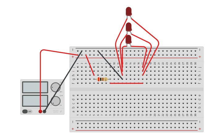 Circuit design Challenge 3: How many LEDs - Tinkercad