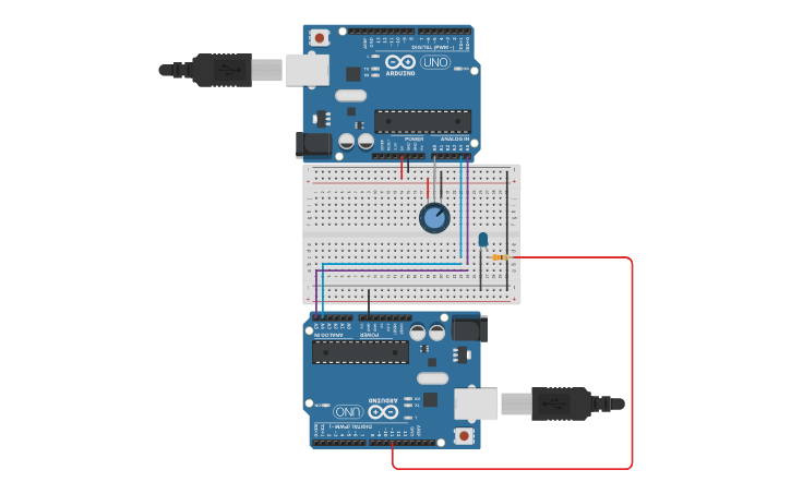 Circuit design Arduino I2C Brightness Controlled LED | Tinkercad