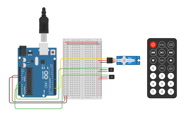 Circuit design Bayron Ruiz - sensor infrarrojo con servomotor - Tinkercad