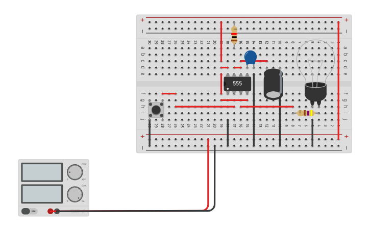 Circuit design 712203電子三乙-何韋翰-555-單穩態振盪電路 | Tinkercad