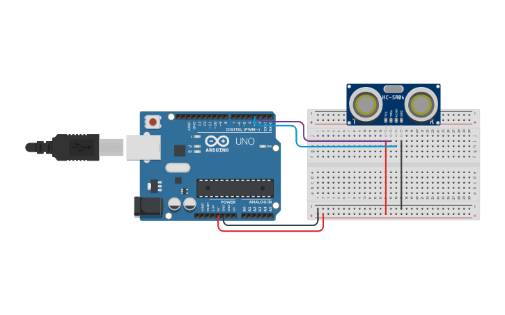 Circuit design Sensor HC-SR04 con Arduino - Tinkercad