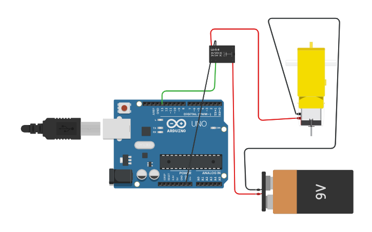 Circuit design motor using relay - Tinkercad