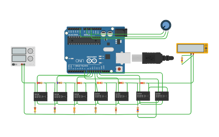 Circuit design Step volume control - Tinkercad