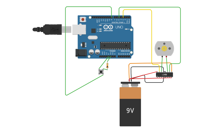 Circuit design Control simple de motor | Tinkercad