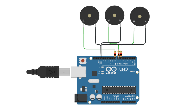 Circuit design Multiple tone player 124 - Tinkercad