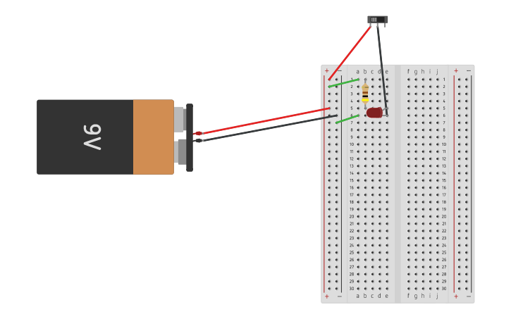 Circuit design ligar e desligar um LED com um interruptor - Tinkercad Circuit design ligar e desligar um LED com um interruptor - Tinkercad