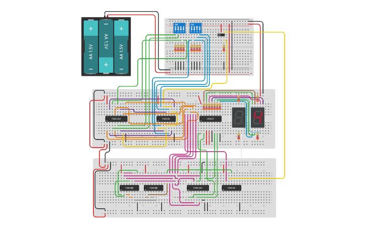 Circuit design BCD Adder Subtractor - Tinkercad