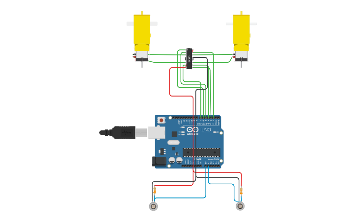 Circuit design Trolley Otomatis | Tinkercad