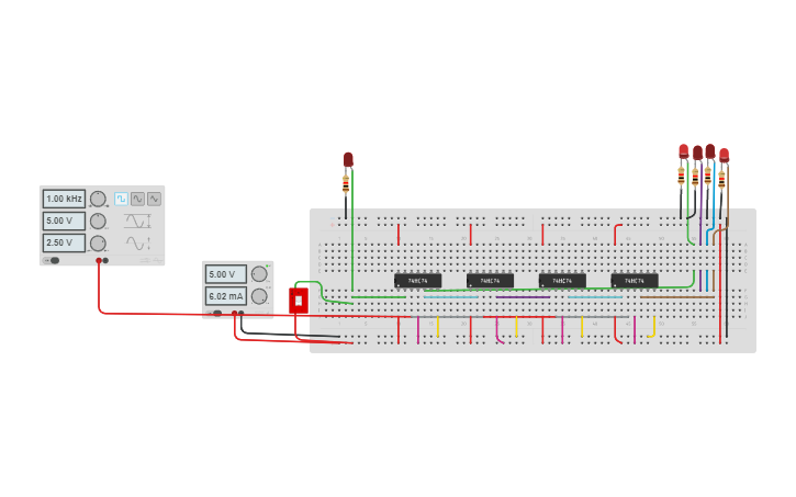 Circuit design Right Shift Register | Tinkercad