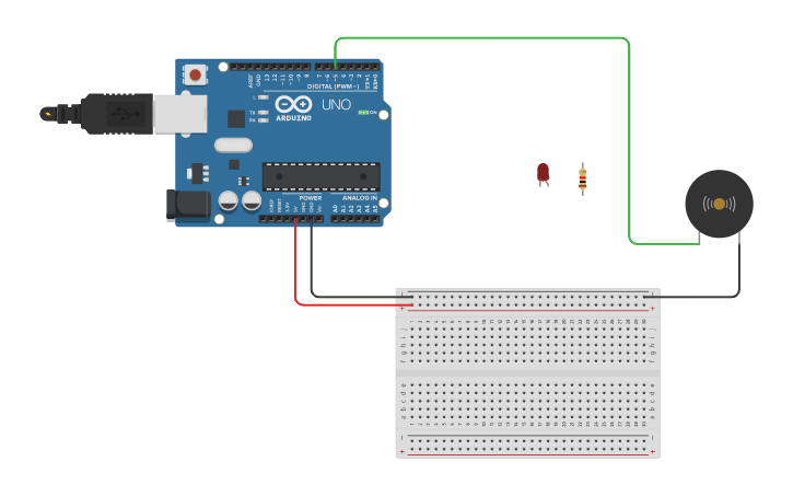 Circuit design Buzzer on - Tinkercad