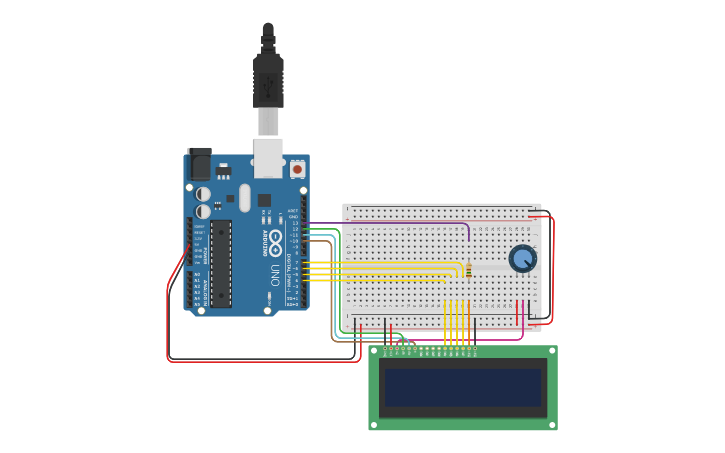 Circuit design crystal lcd | Tinkercad