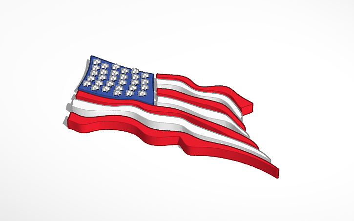 3D design US Flag, Wavy - Tinkercad