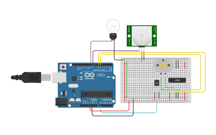 Circuit design automatic door - Tinkercad