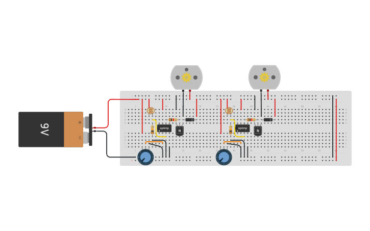 Circuit design Linefollower Robot - Tinkercad