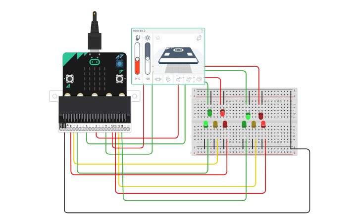 Circuit design Micro:bit Semáforos | Tinkercad